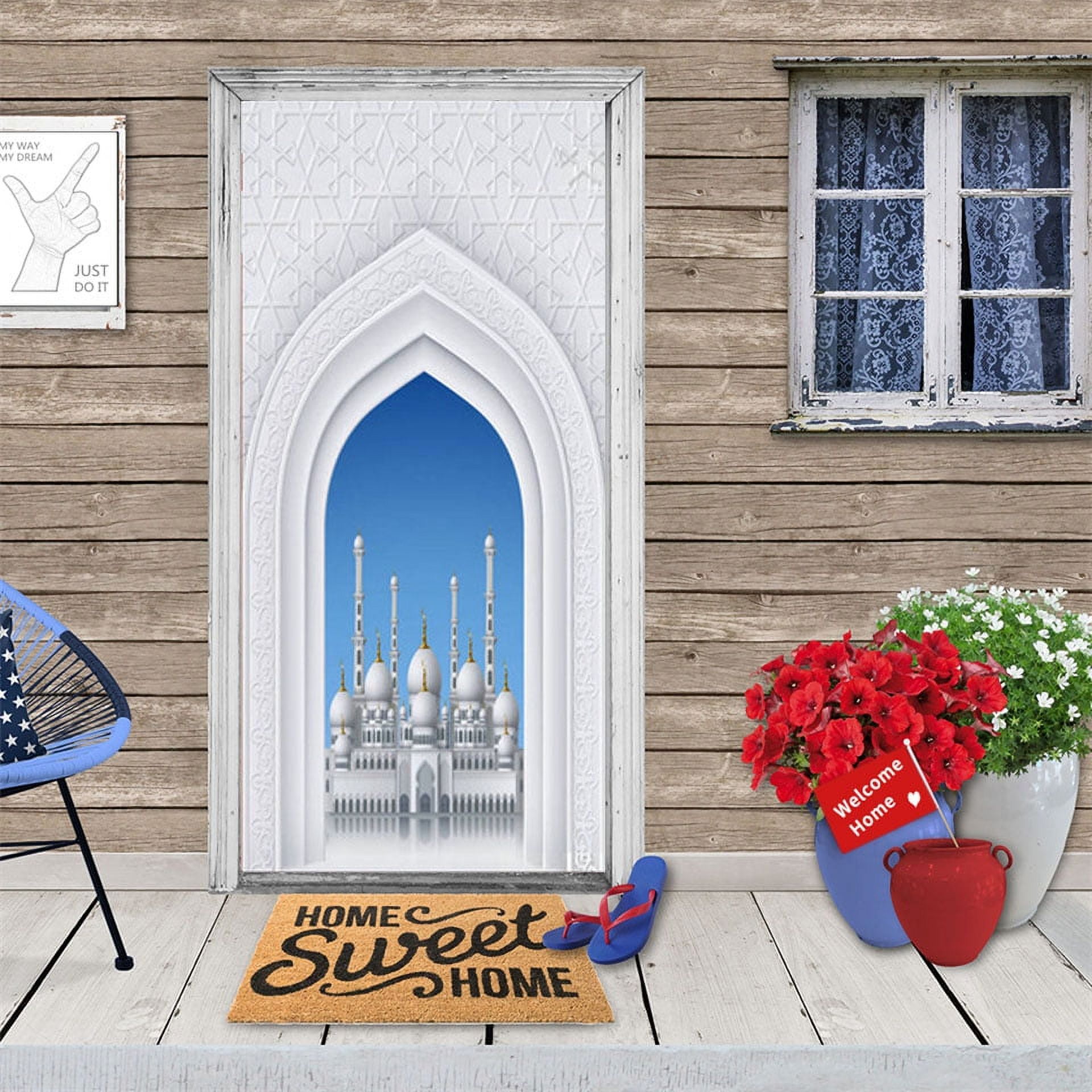 Retro Muslim Style 3D Door Sticker Self-Adhesive Vinyl Wall Sticker ...