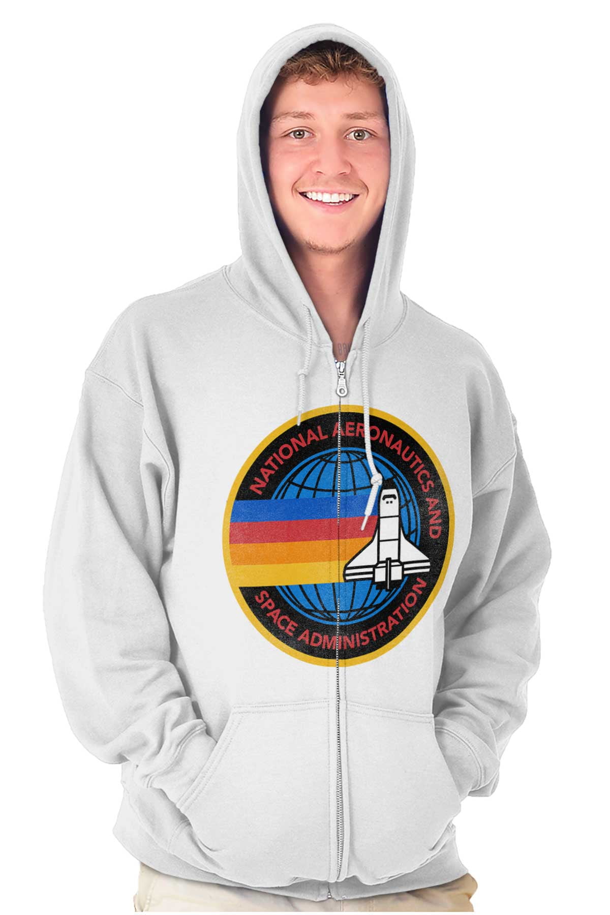 Retro NASA Space Shuttle Rainbow Zip Up Hoodie Men's Women's Brisco ...