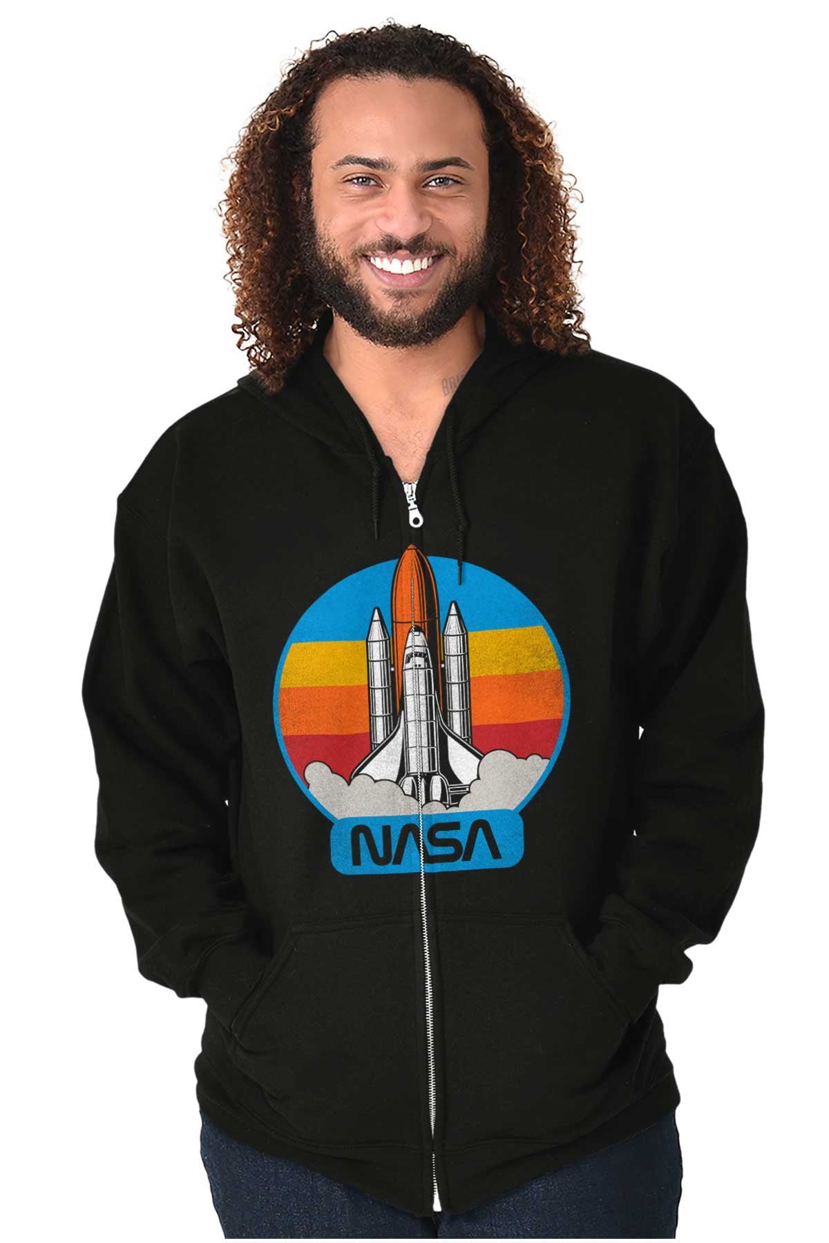 Retro NASA Worm Logo Rocket Launch Unisex Plus Size Zip Hoodie Brisco ...
