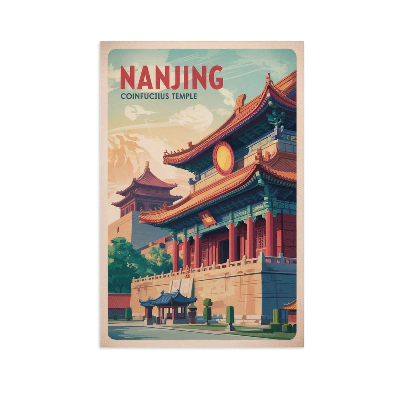 Retro Nanjing City Poster Vintage Chinese City Tourism Art for Walls ...