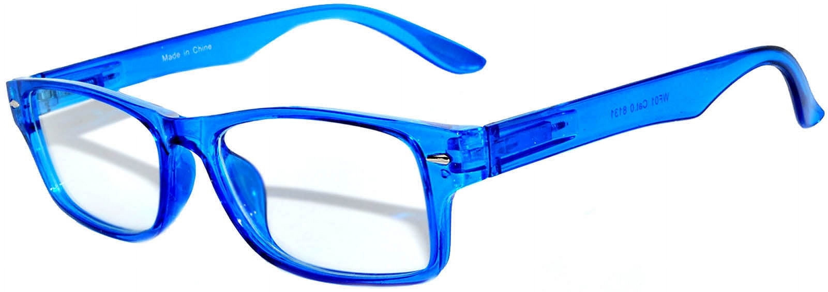Retro Narrow Rectangular Glasses - Blue Frame / Clear Lens - Walmart.com