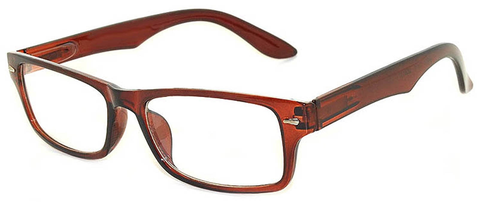 Retro Narrow Rectangular Glasses - Brown Frame / Clear Lens - Walmart.com