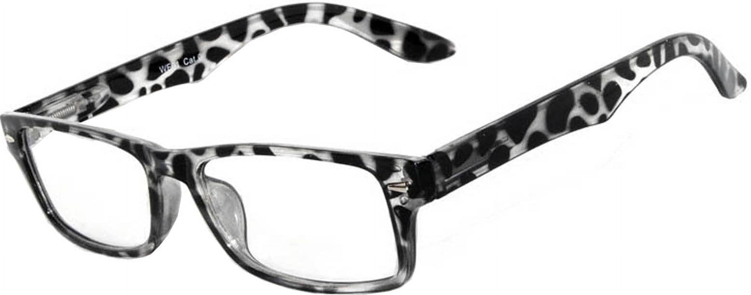 Retro Narrow Rectangular Glasses Leopard Black Frame Clear Lens