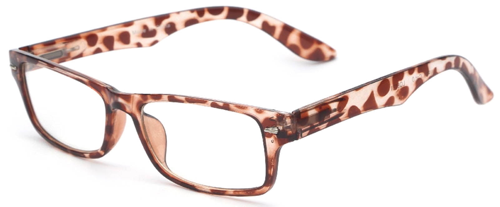Retro Narrow Rectangular Glasses - Leopard Brown Frame / Clear Lens ...