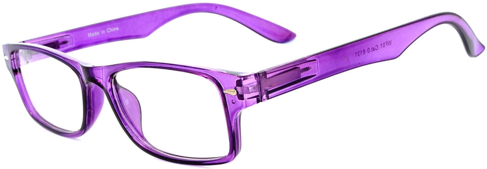 Retro Narrow Rectangular Glasses - Purple / Clear Lens - Walmart.com