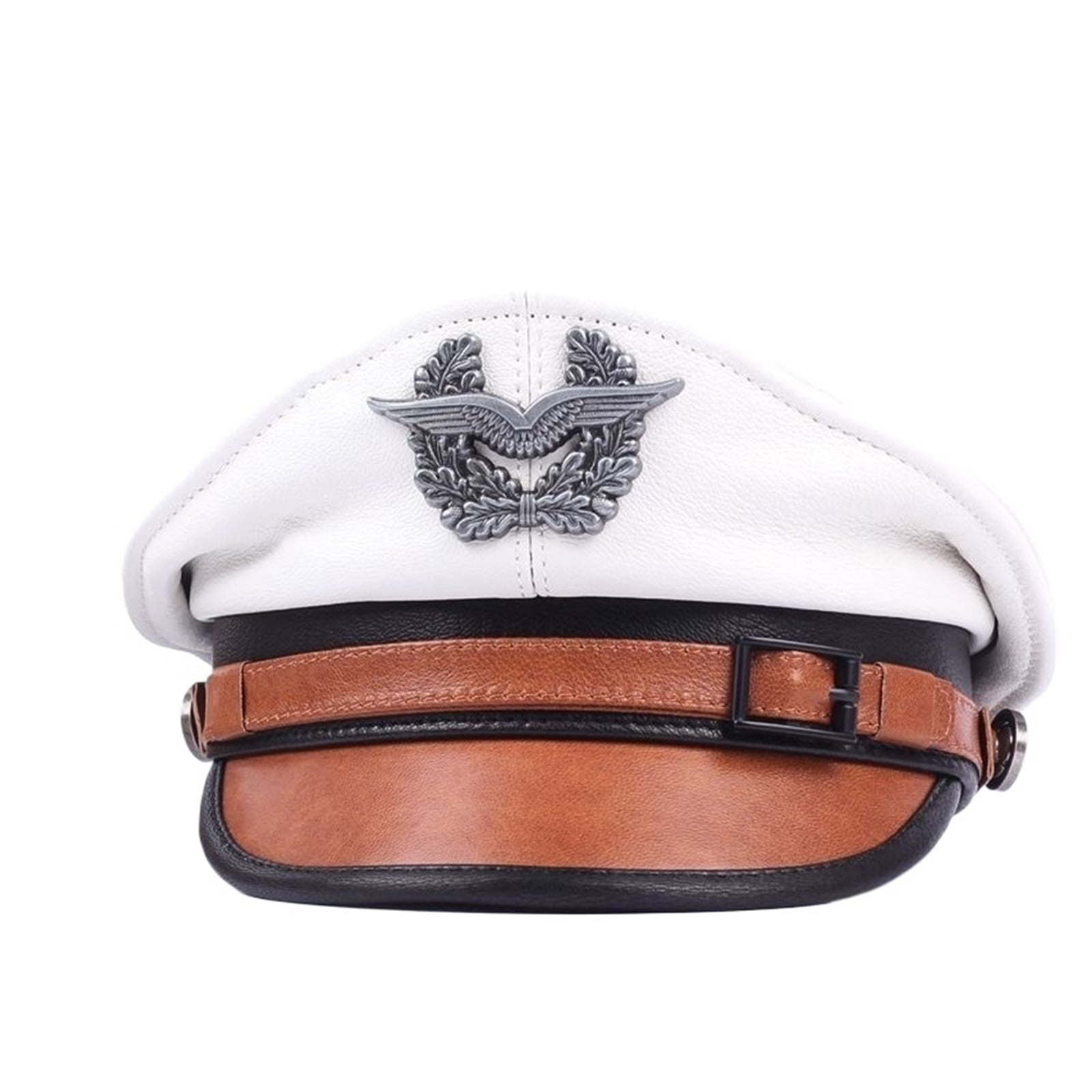 Retro Navy Peaked Sailor Cap German Caps For Men Male Genuine Leather ...
