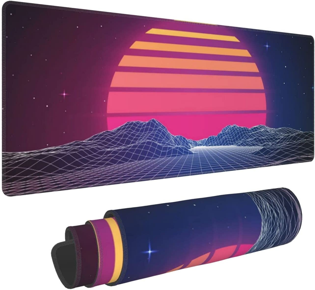 Retro Neon Sunset Synthwave Extended Mouse Pad 31.5x11.8 Inch XL ...
