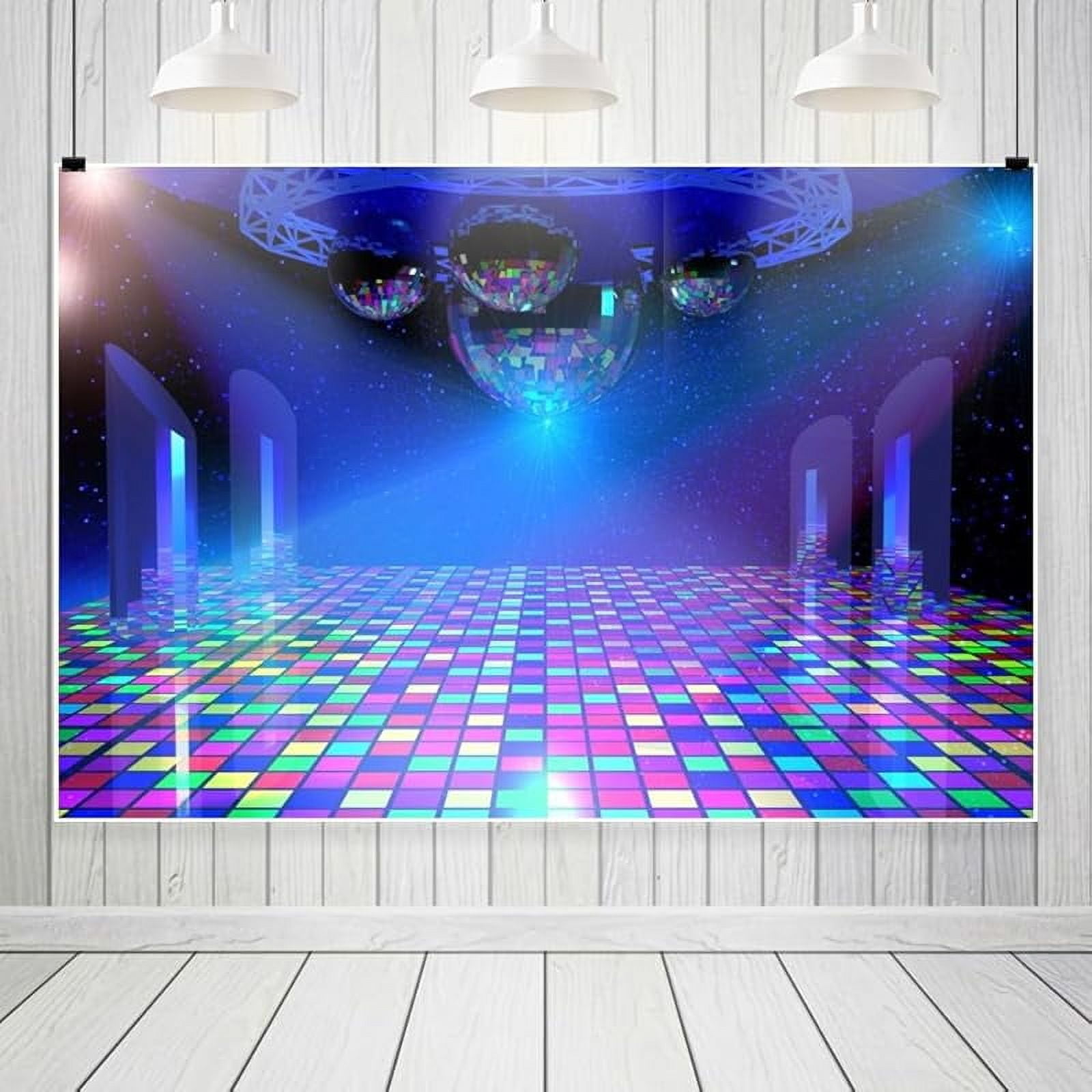 Retro Neon Themed Party Backdrop Dance Floor Background 70s 80s 90s ...