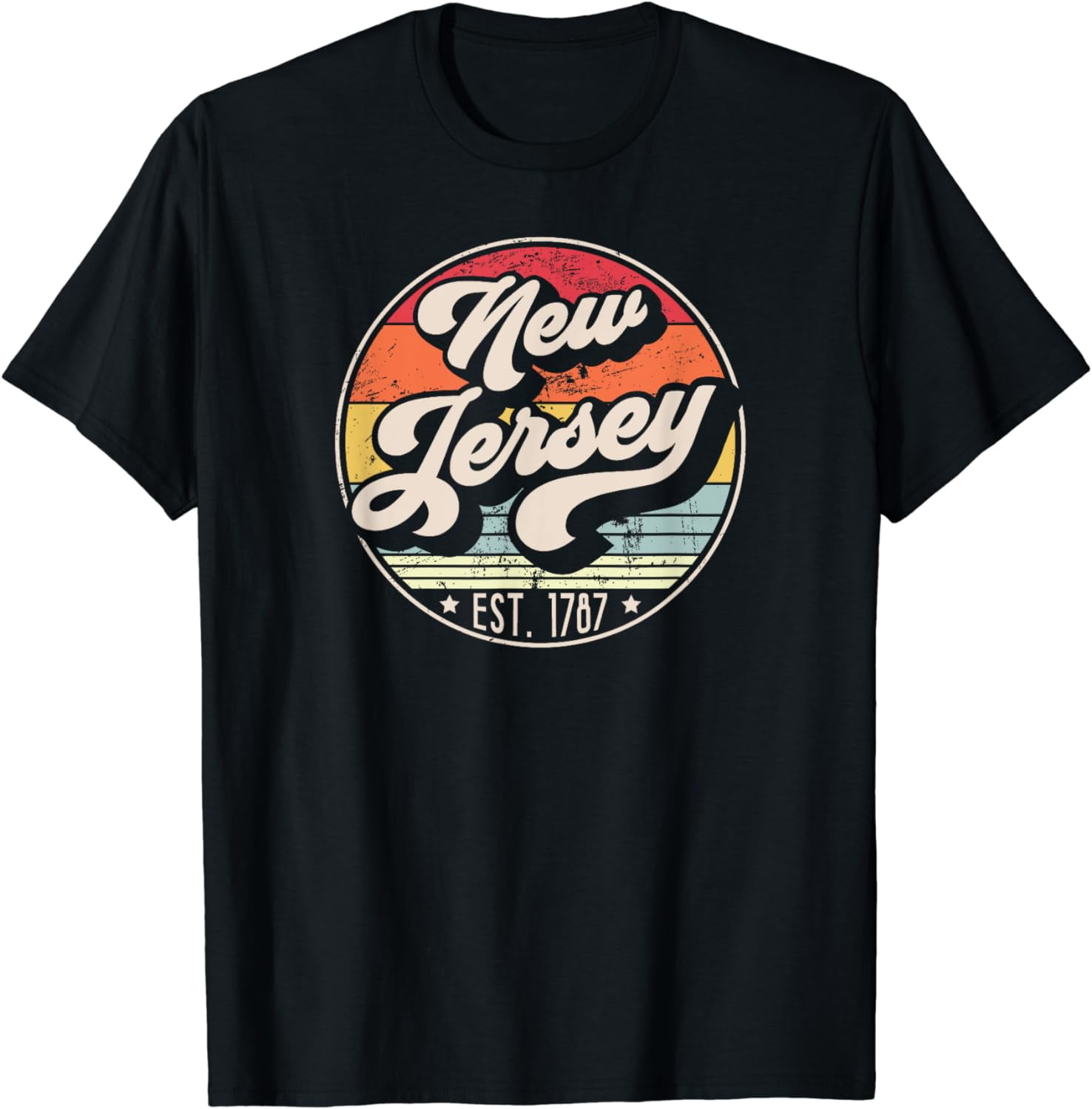 Retro New Jersey Home State NJ Cool 70s Style Sunset T-Shirt - Walmart.com