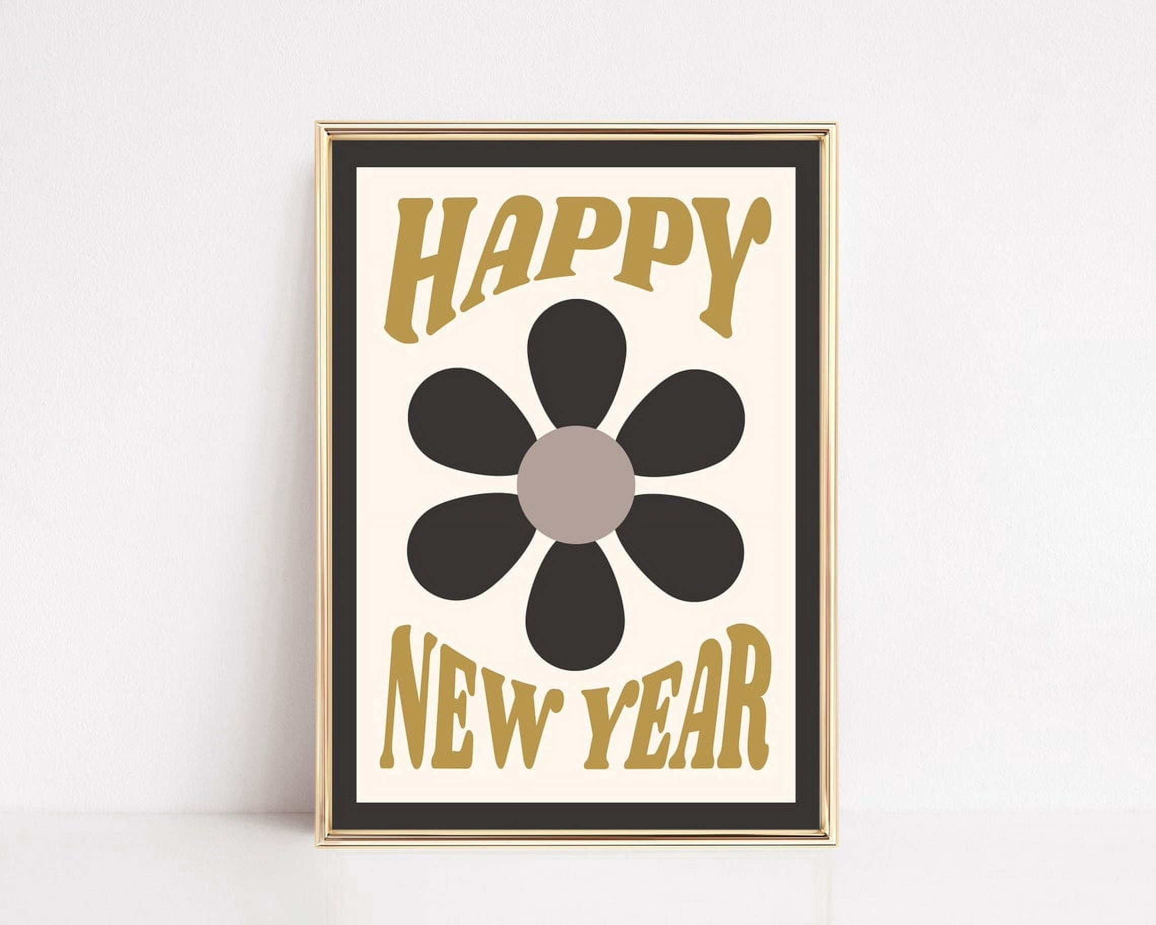 Retro New Years Print Holiday Wall Art Printable New Years Eve Decor ...