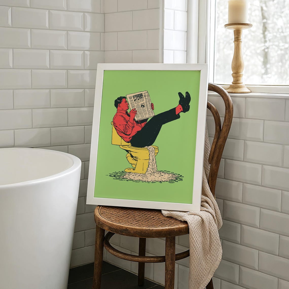 Retro Newspaper Style Bathroom Wall Art, Unframed Paper Print Size ...
