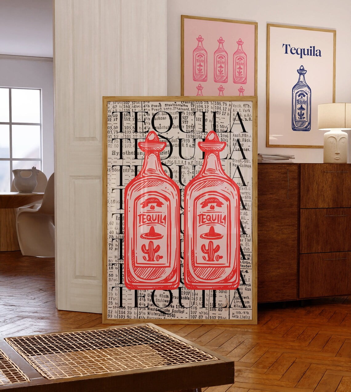 Retro Newspaper Tequila Poster-Aesthetic Girly Bar Cart Art-Preppy ...