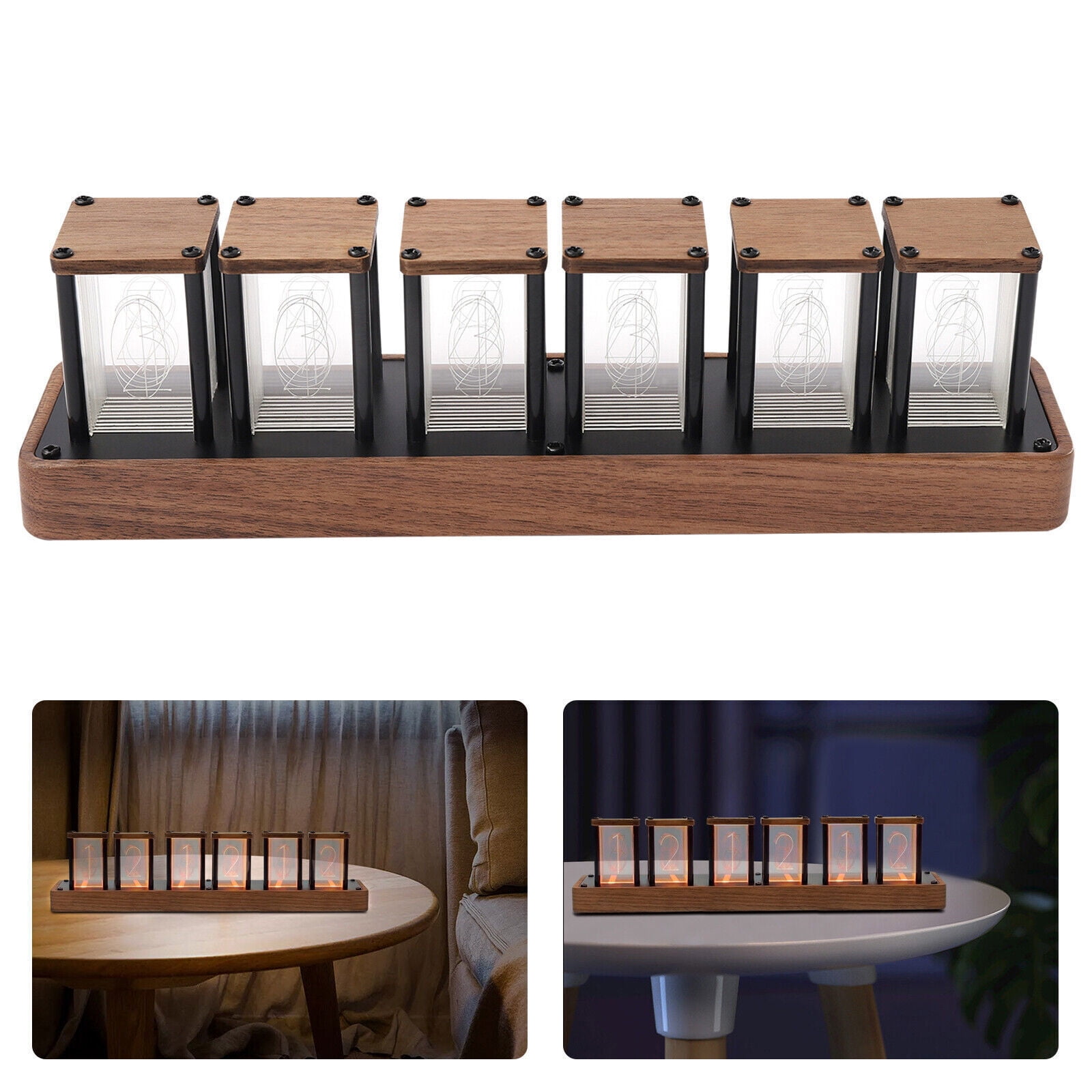 Retro Nixie Tube Clock LED Desk Clock USB Power Color Changing Clock ...