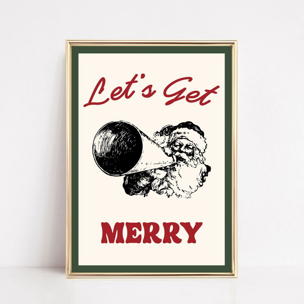 Retro Noel Decor, Let'S Get Merry, Noel Wall Art, Noel Print, Noel Bar ...