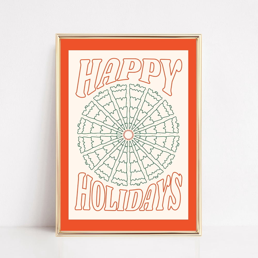 Retro Noel Print, Happy Festive, Trendy Wall Art, Boho Noel Wall Art ...