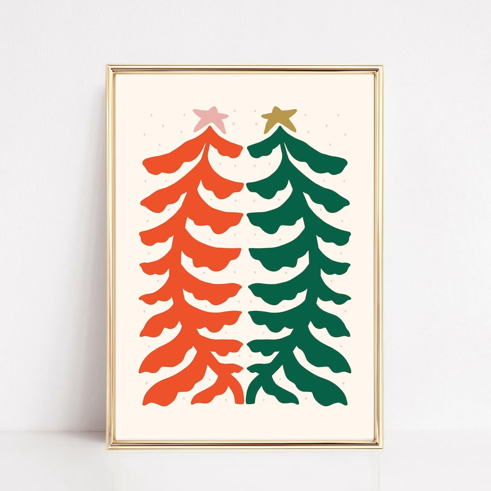 Retro Noel Tree Print, Noel Print, Trendy Wall Art, Boho Noel Wall Art ...