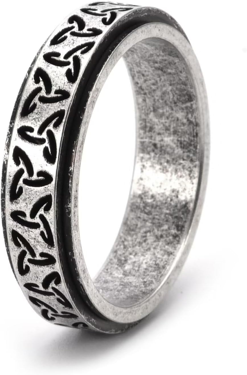 Retro Nordic Viking Celtic Triangle Knot Spinner Ring for Men and Women Fidgety Viking Ring ...