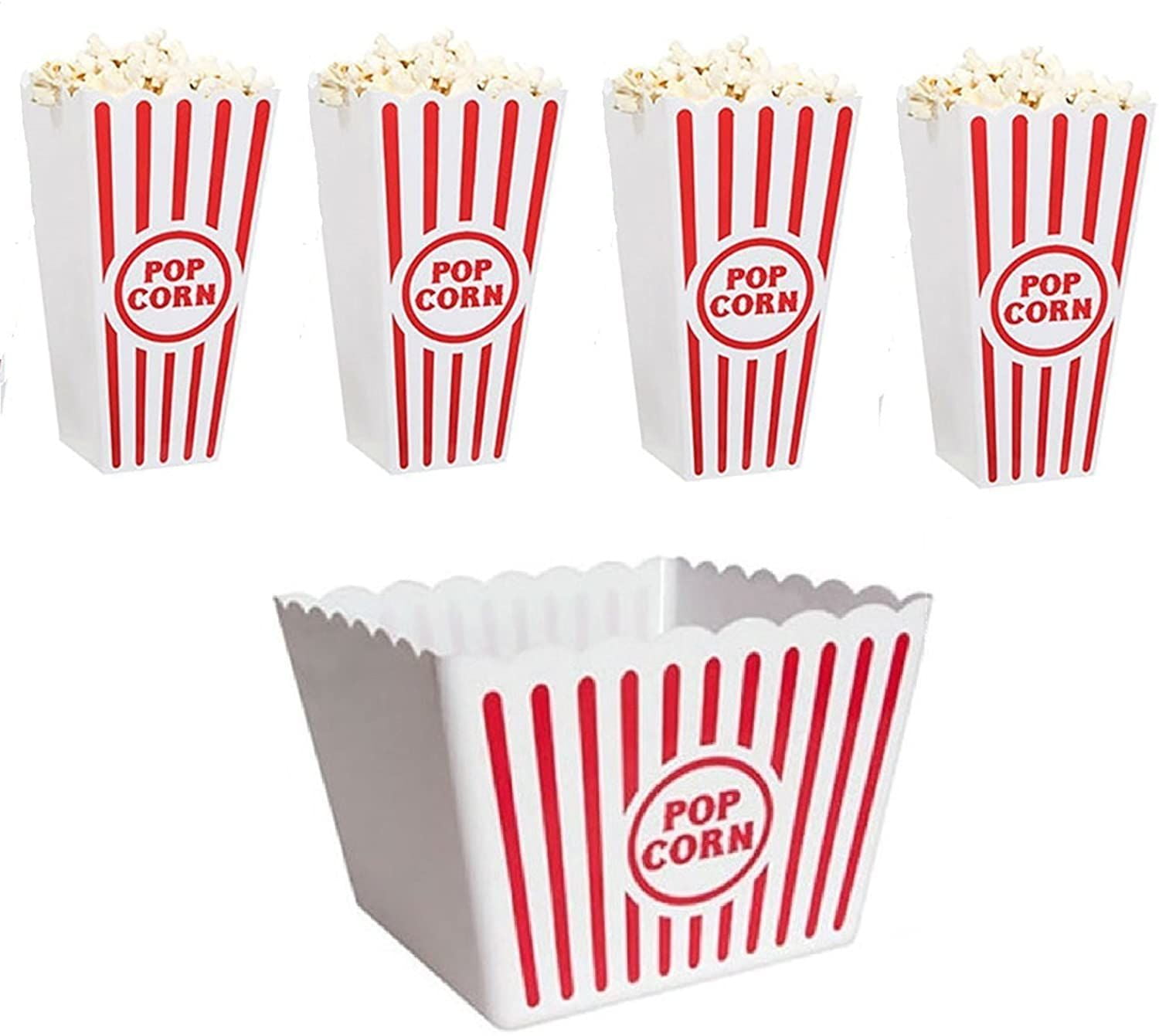 Retro Novelty Place Plastic Red and White Striped Classic Popcorn Tubs ...