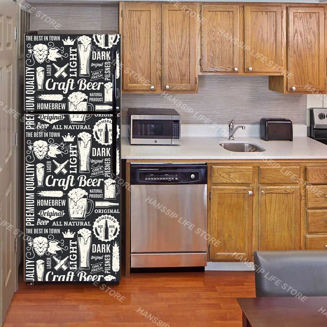 Retro Novelty Refrigerator Mural Sticker Vintage Wood Grain Love ...