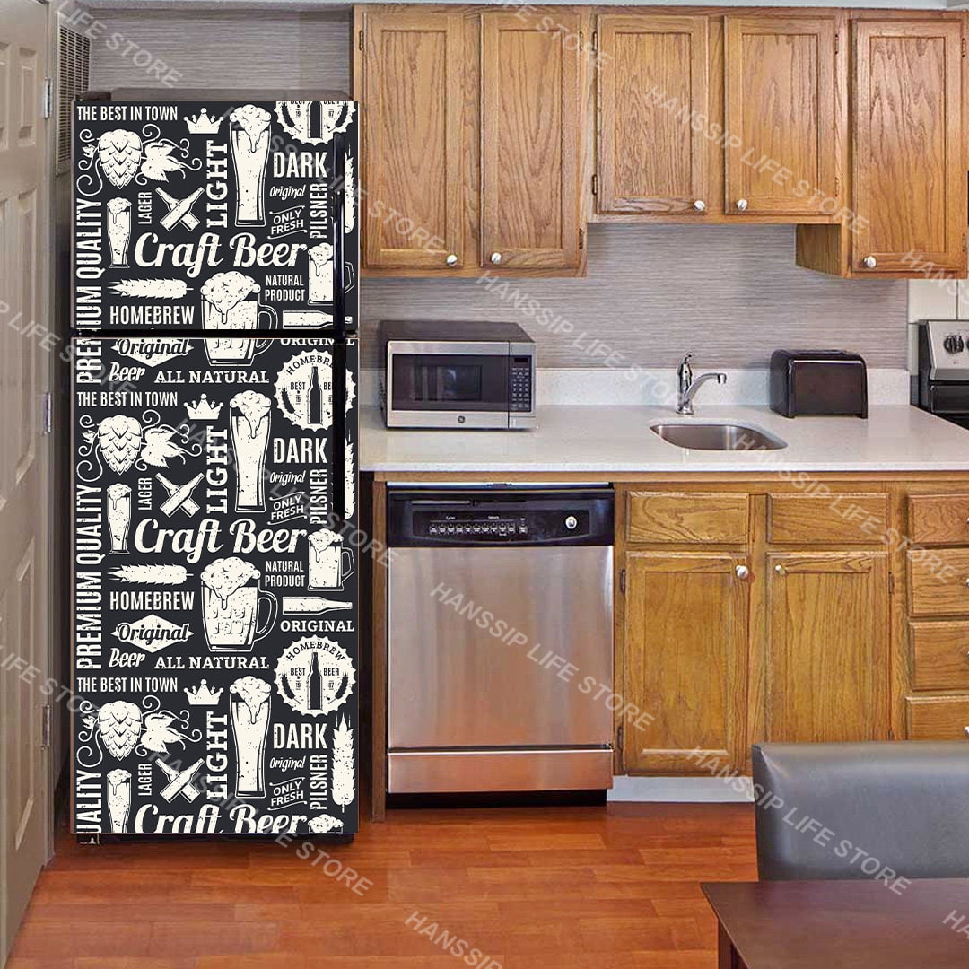 Retro Novelty Refrigerator Mural Sticker Vintage Wood Grain Love ...