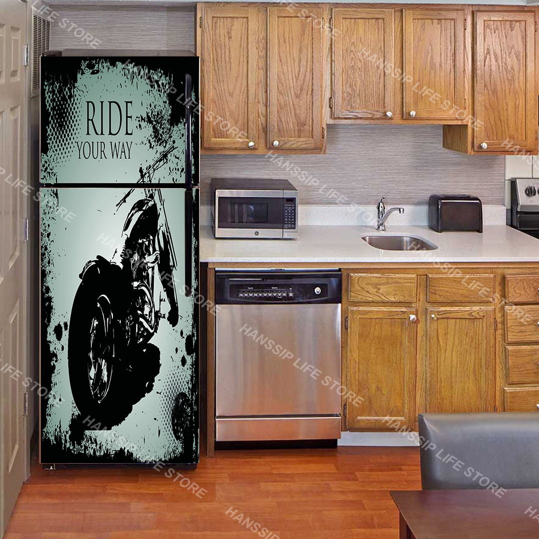 Retro Novelty Refrigerator Mural Sticker Vintage Wood Grain Love ...