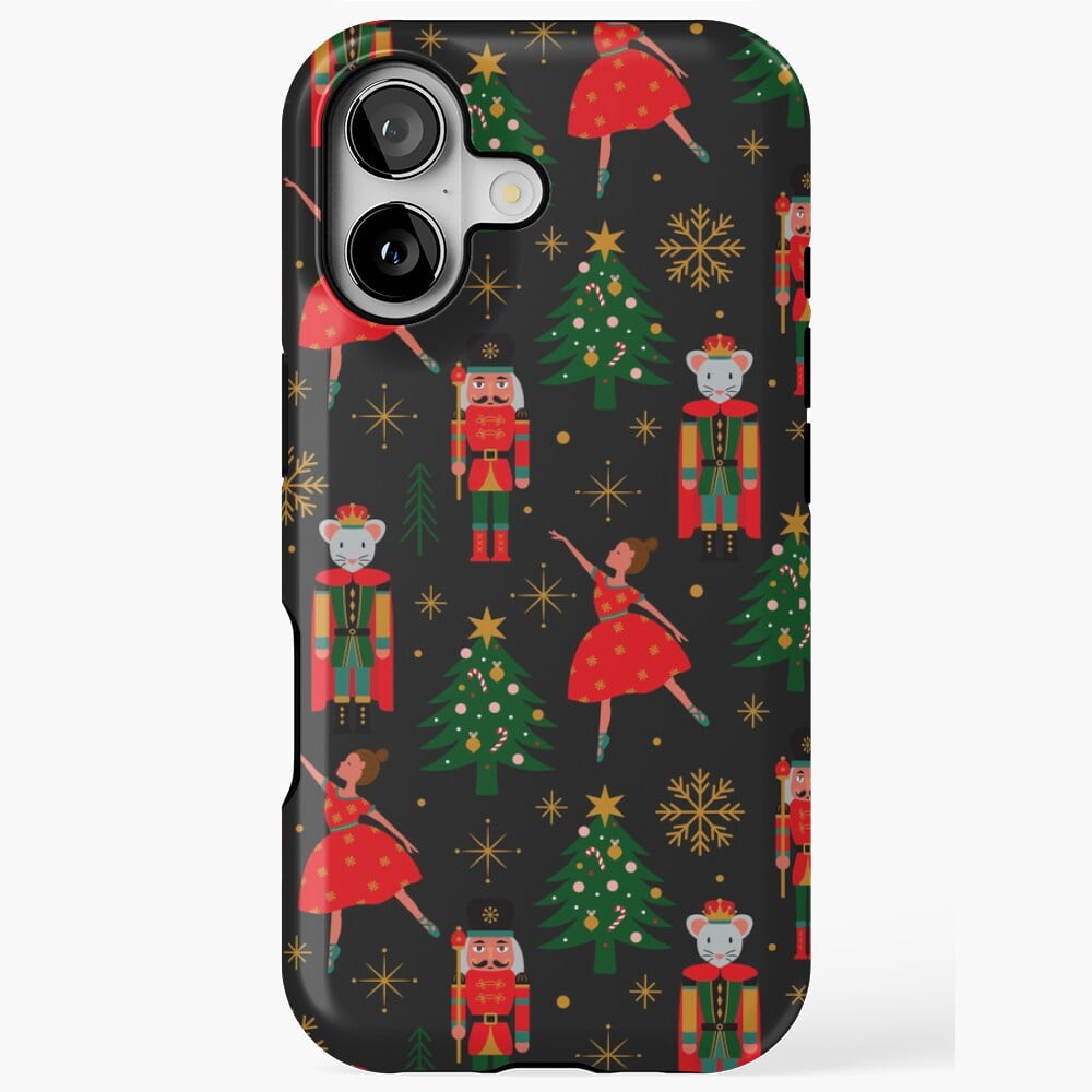 Retro Nutcracker Ballet Pattern Black Holiday Art Phone Case for iPhone ...