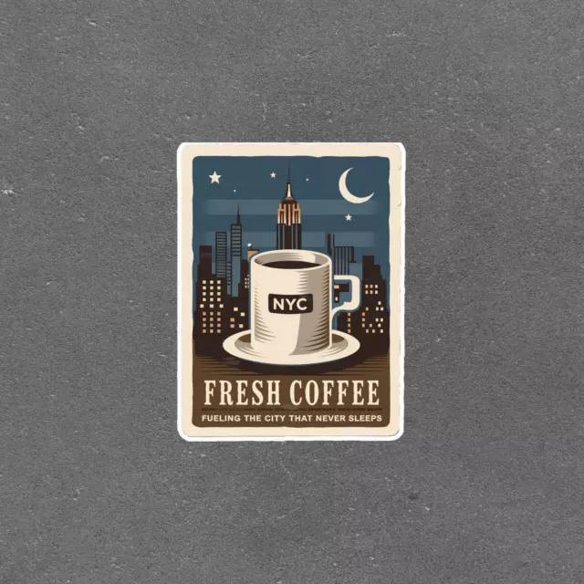Retro Nyc Fresh Coffee Sticker - Fueling The City That Never ...