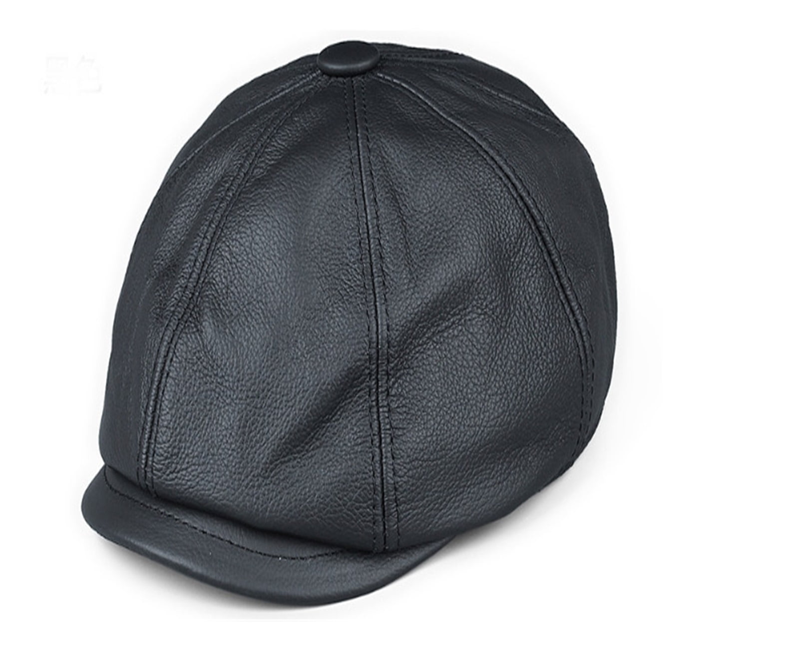 Retro Octagonal Genuine Leather Hat Autumn Men's Cowhide Leather Beret ...