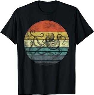 Retro Octopus Gifts Men Women Cephalopod Ocean Sea Creatures T-Shirt ...