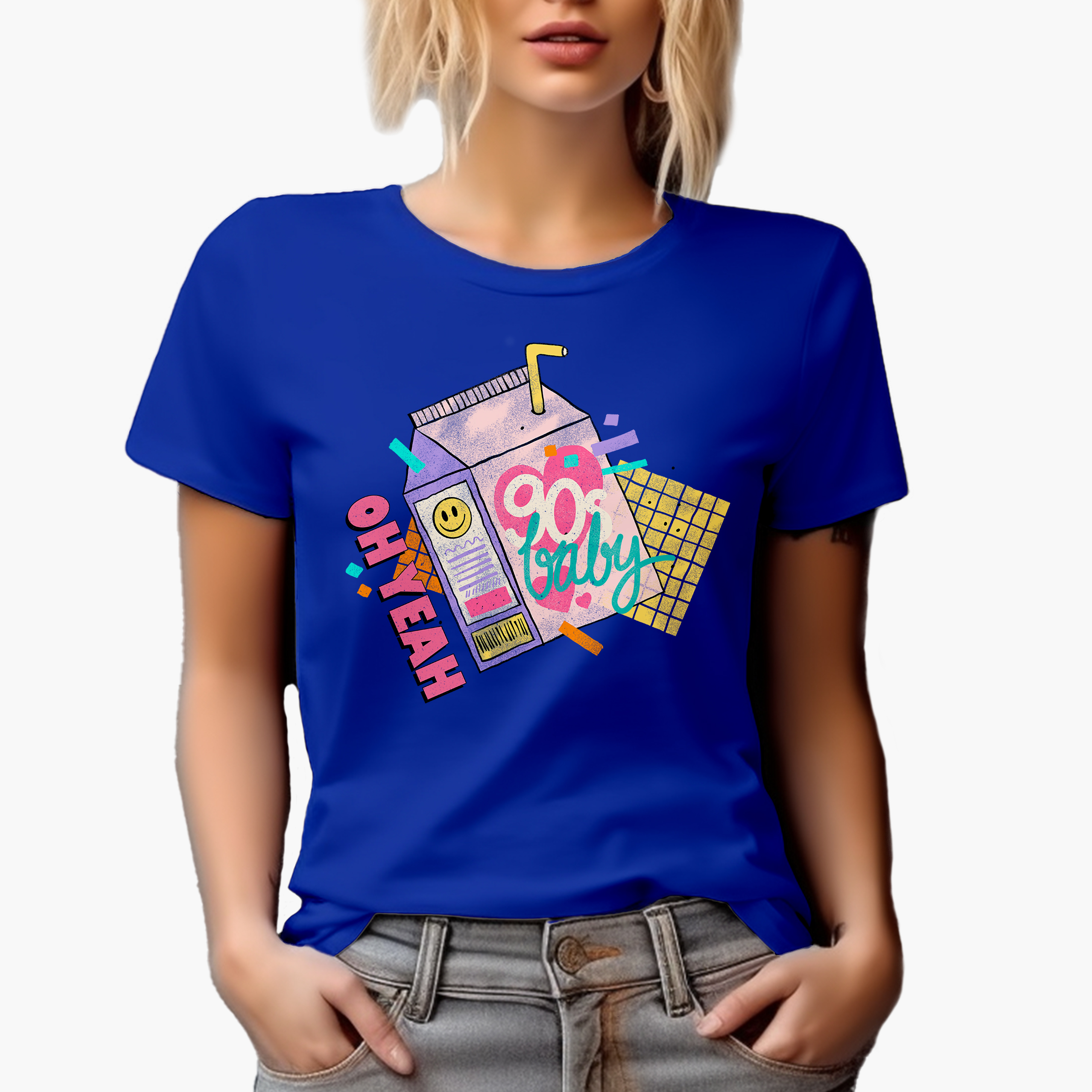 Retro Oh Yeah, 90s Baby Juice Pack Art Merch Gift, Royal Blue T-Shirt ...