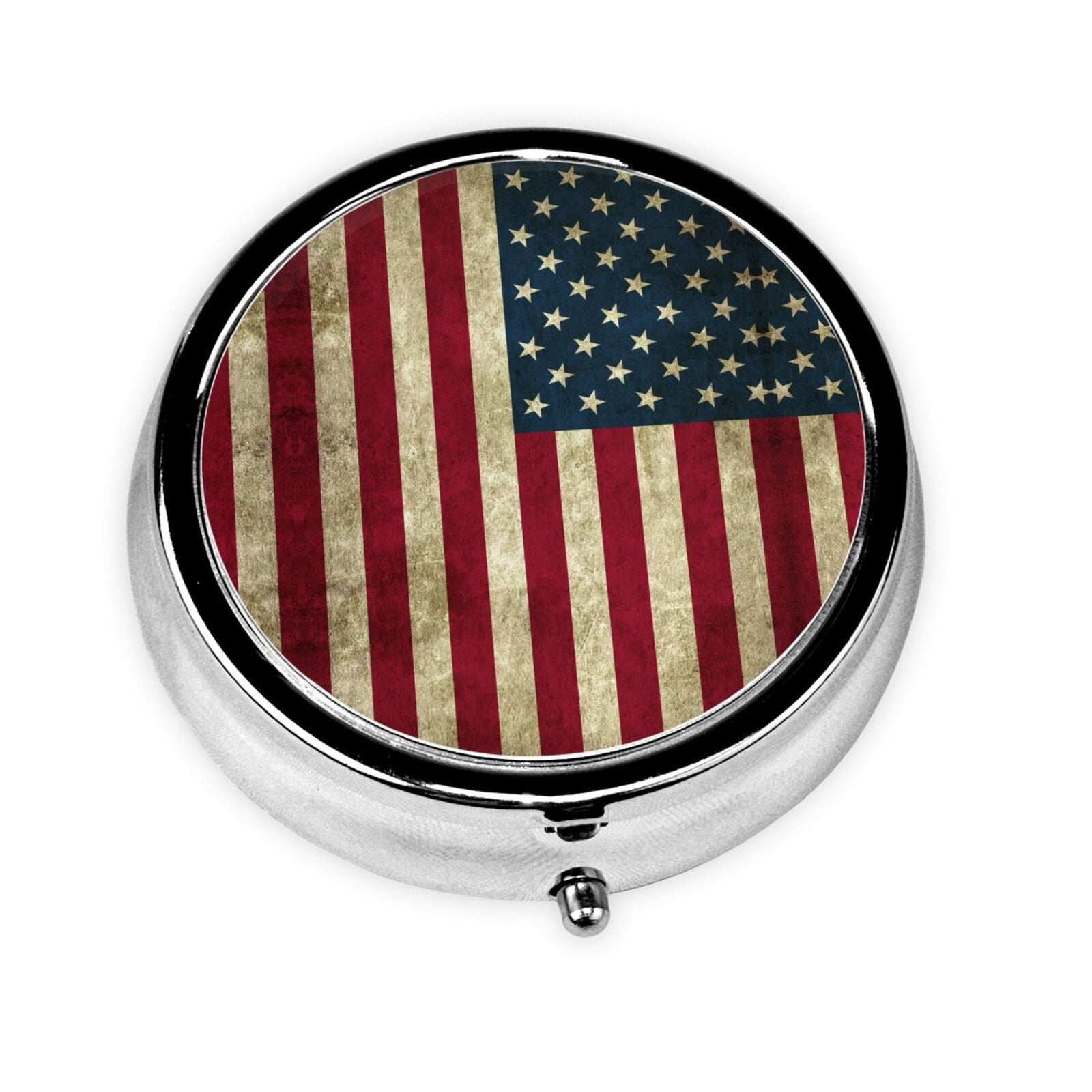 Retro Old America Flag Round Pill Box Small Pill Case For Purse Pocket ...