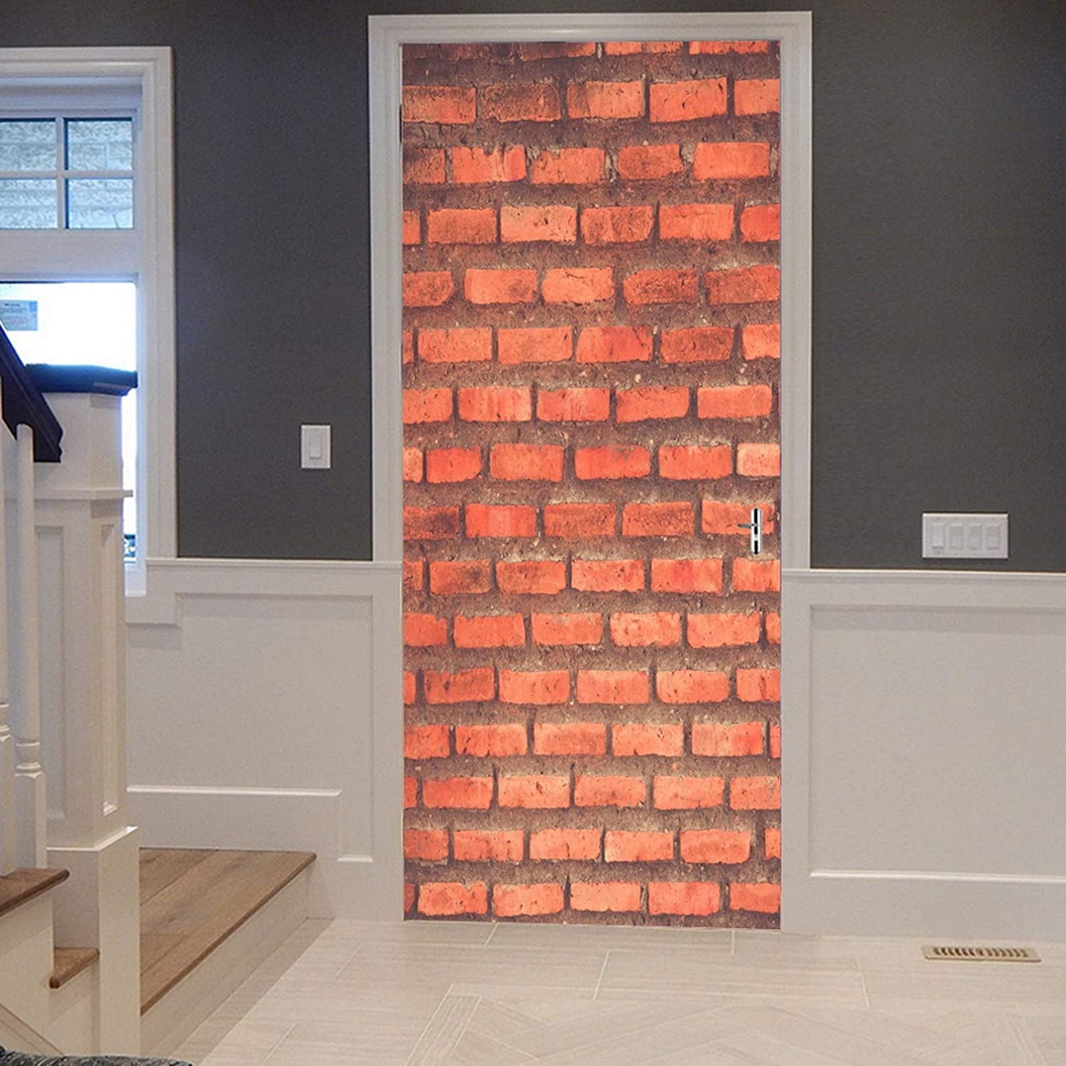 Retro Old Red Brick Wall Door Sticker Modern Art Door Decals Self ...