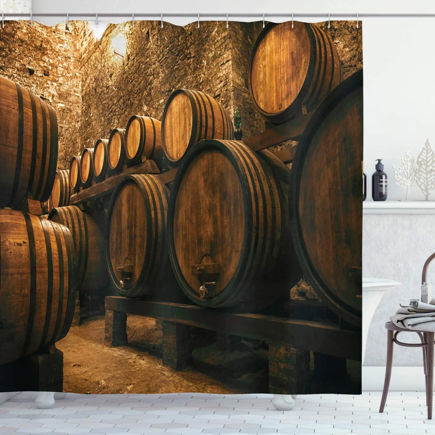 Retro Old Wooden Door Shower Curtain Vintage Flower Window Farmhouse ...