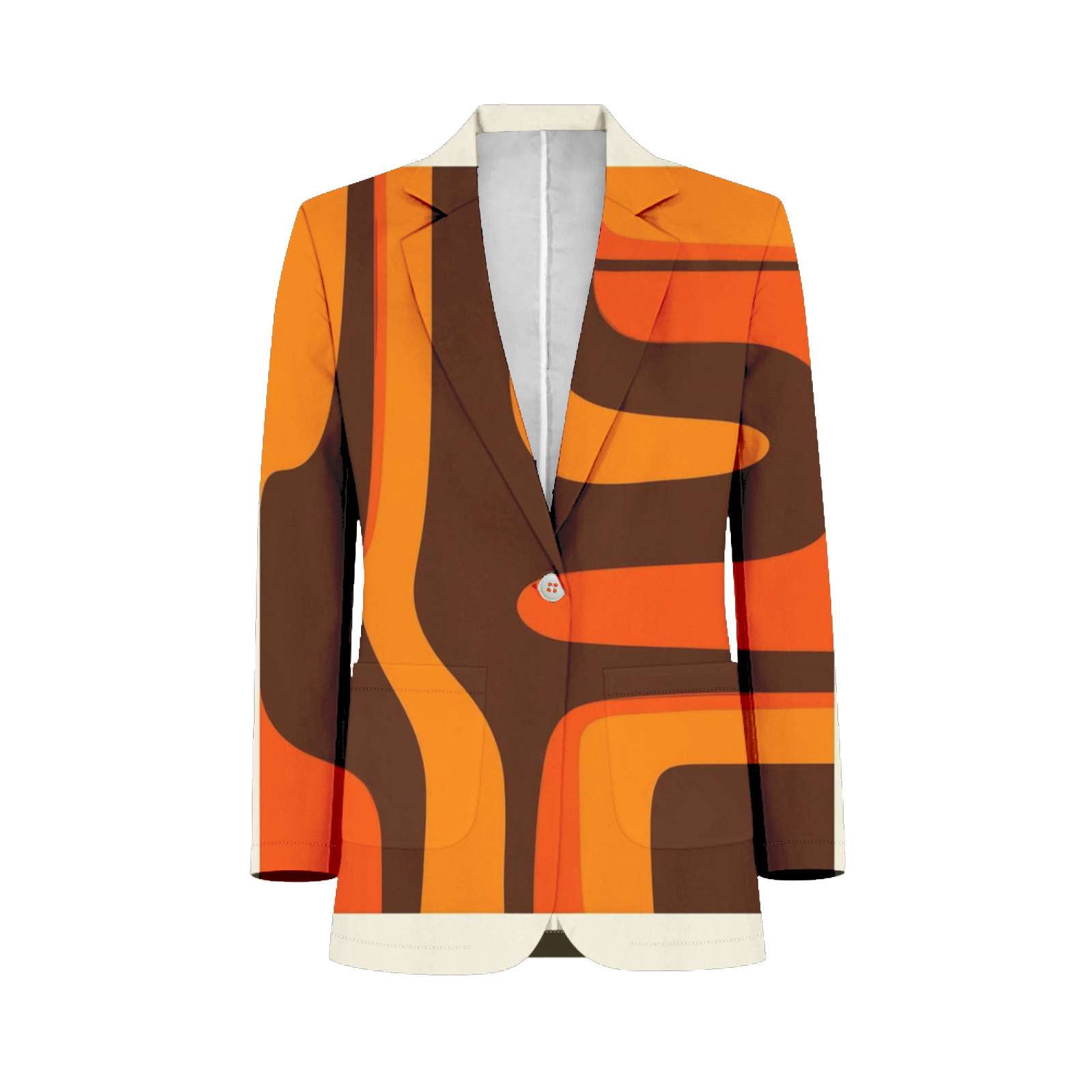 Retro Orange Brown Abstract Art Mens Suits Shawl Collar Slim Fit Suit ...