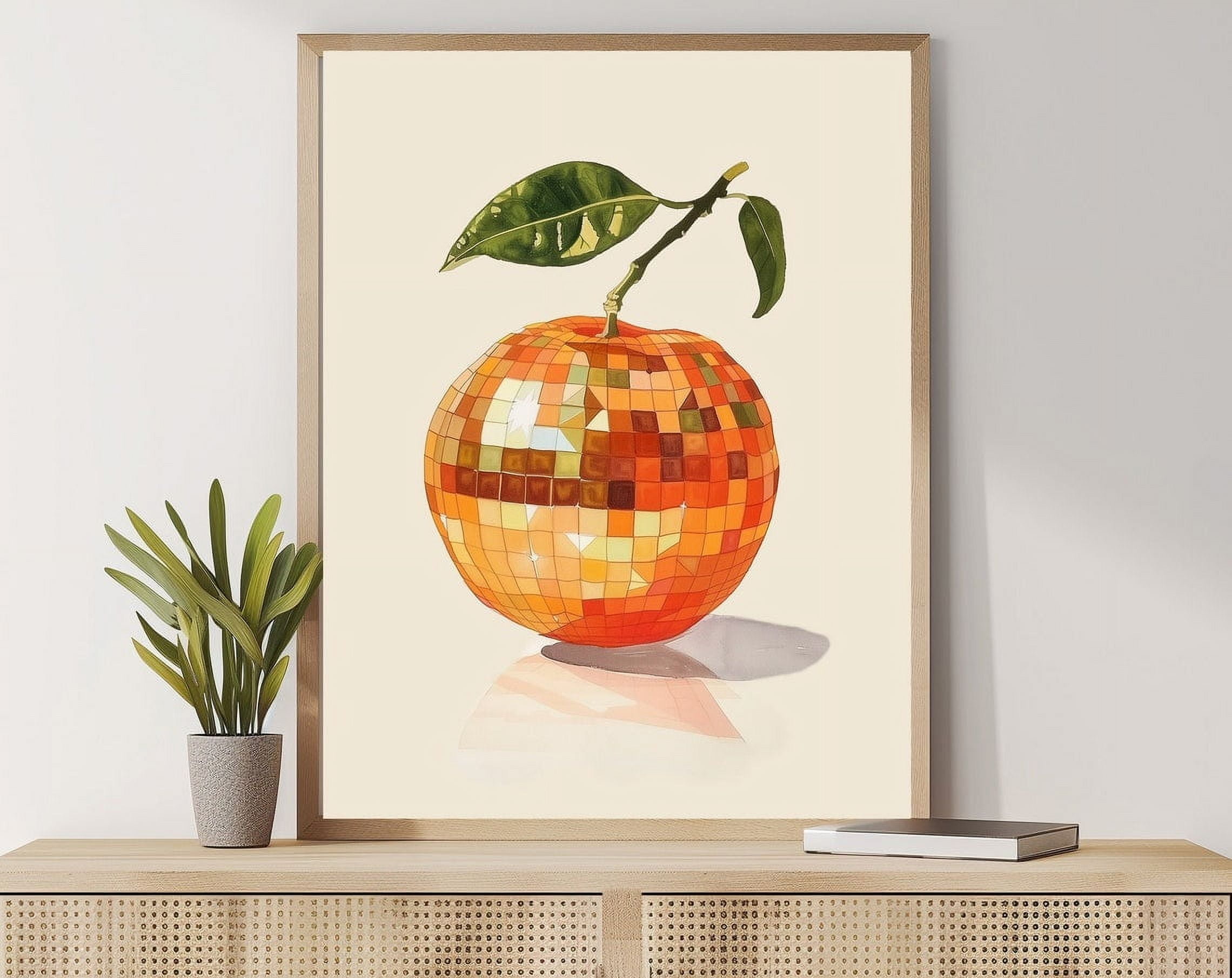 Retro Orange Disco Ball Print, Funky Preppy Citrus Fruit Decor, Trendy ...