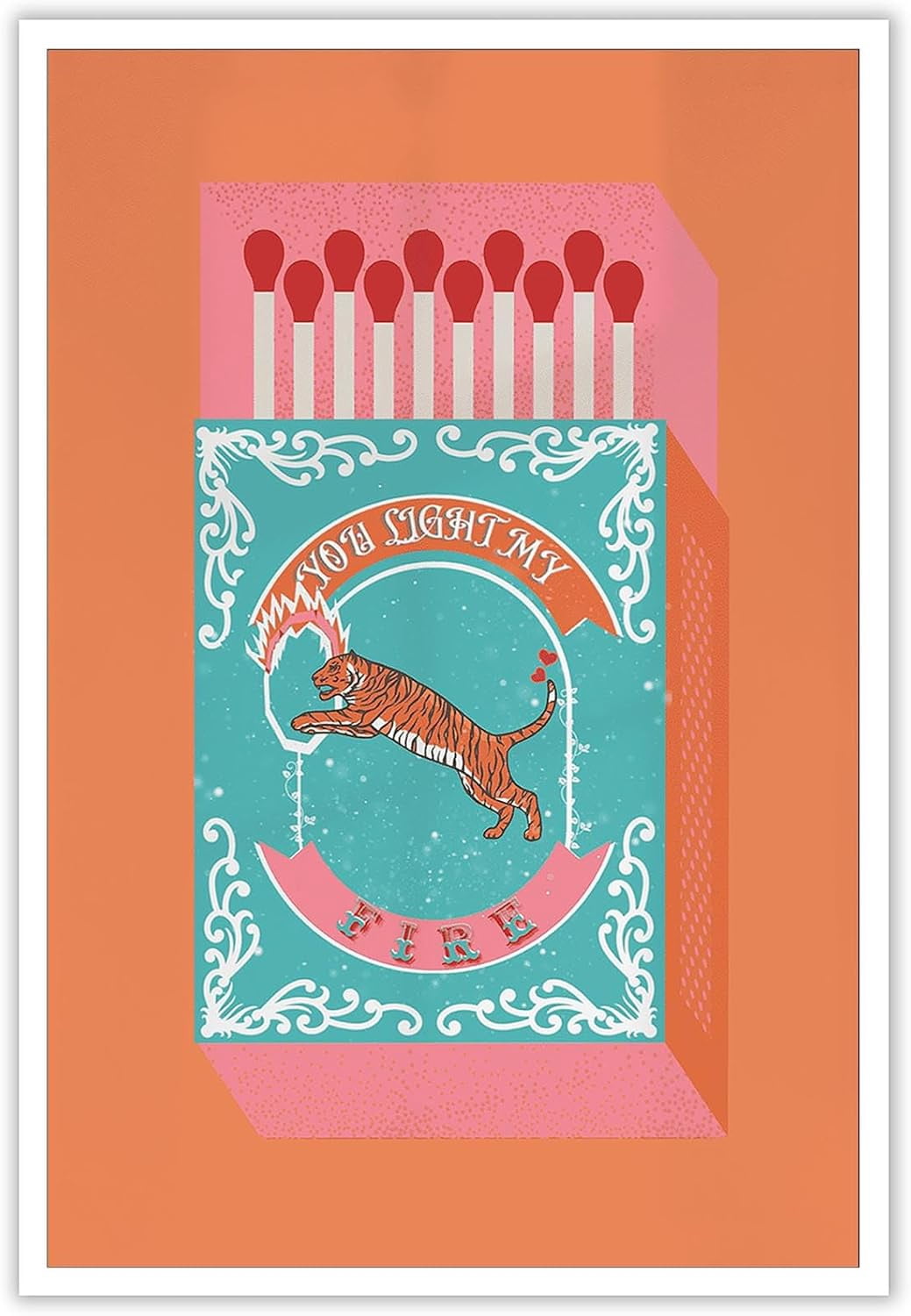 Retro Orange Match box Wall Art Funky Animal Tiger Match Box Canvas ...