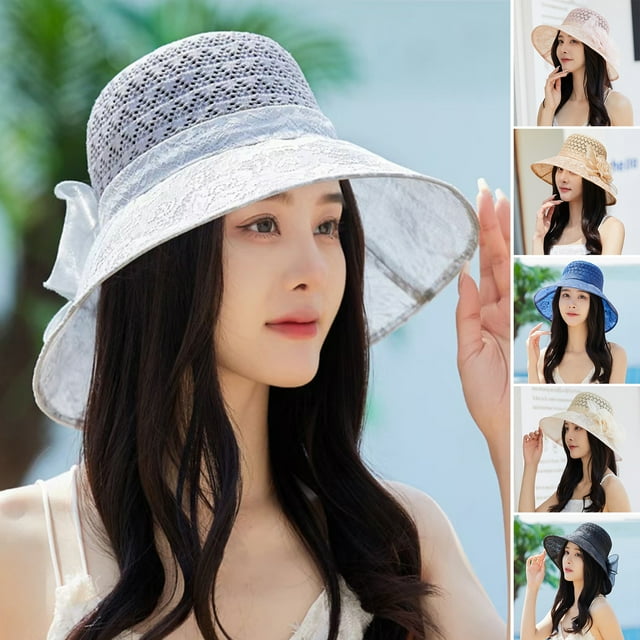 Retro Organza Lace Sun Hat Flower Decor Church Wedding Caps for Lady ...
