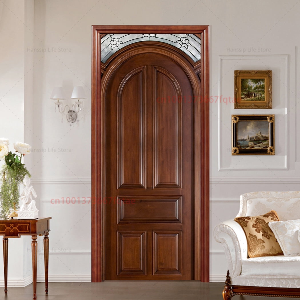 Retro Oriential Door Sticker Self Adhesive Plain PVC Vintage Wooden ...