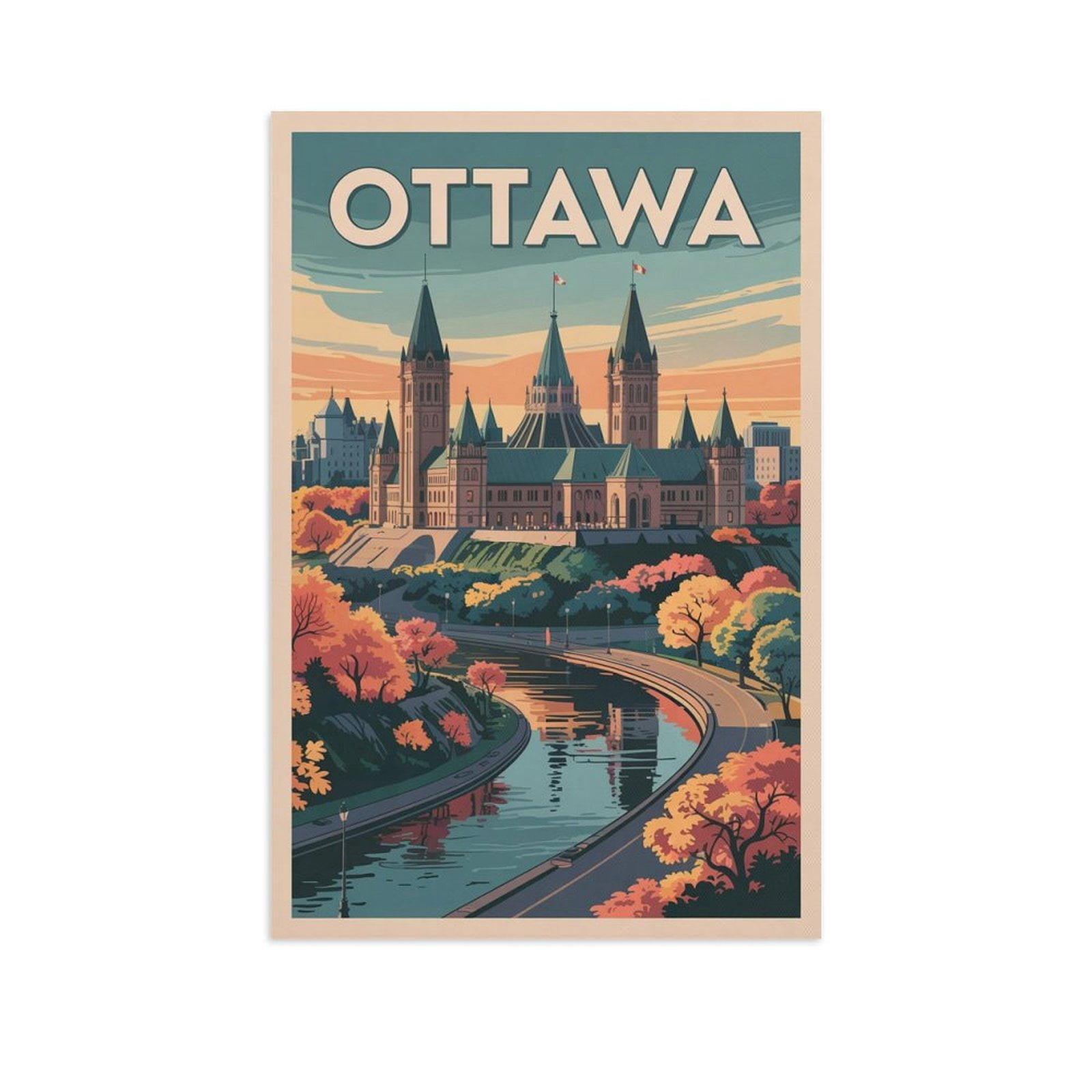 Retro Ottawa City Poster Vintage Canadian City Tourism Art for Walls ...