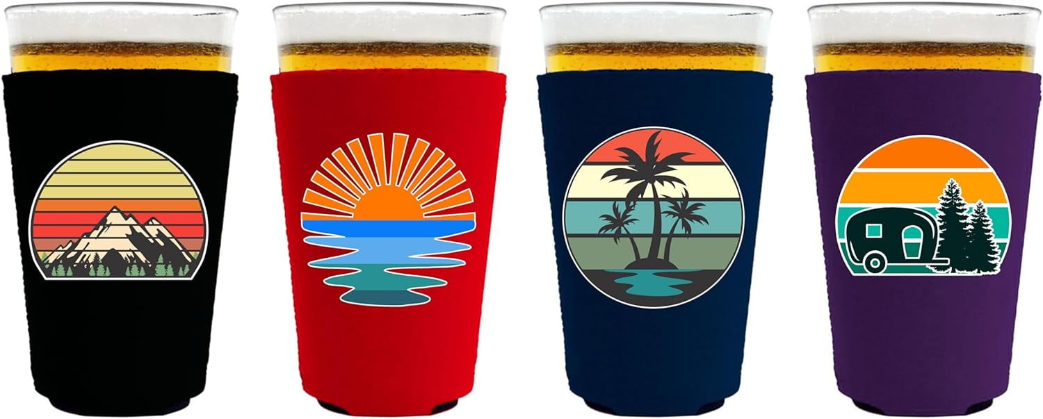 Retro Outdoor Designs Pint Glass Coolie 4 Pack Set - Walmart.com