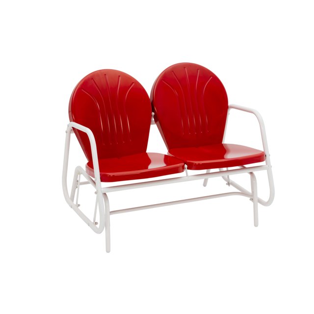 Walmart Retro Metal Lawn Furniture: Red Patio Glider Bench for Porch ...