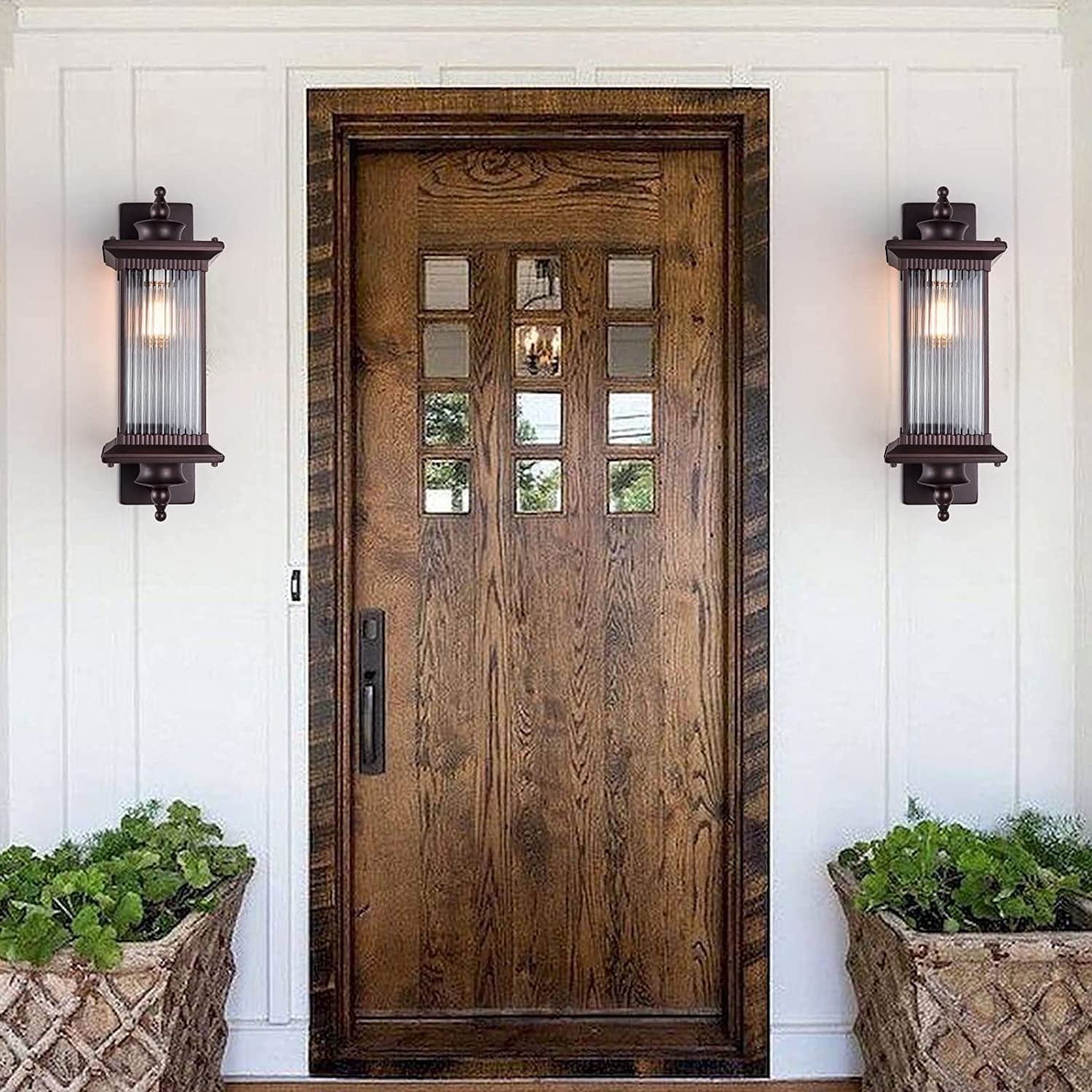 Retro Outdoor Wall Light Waterproof Exterior Wall Sconces Clear Glass ...
