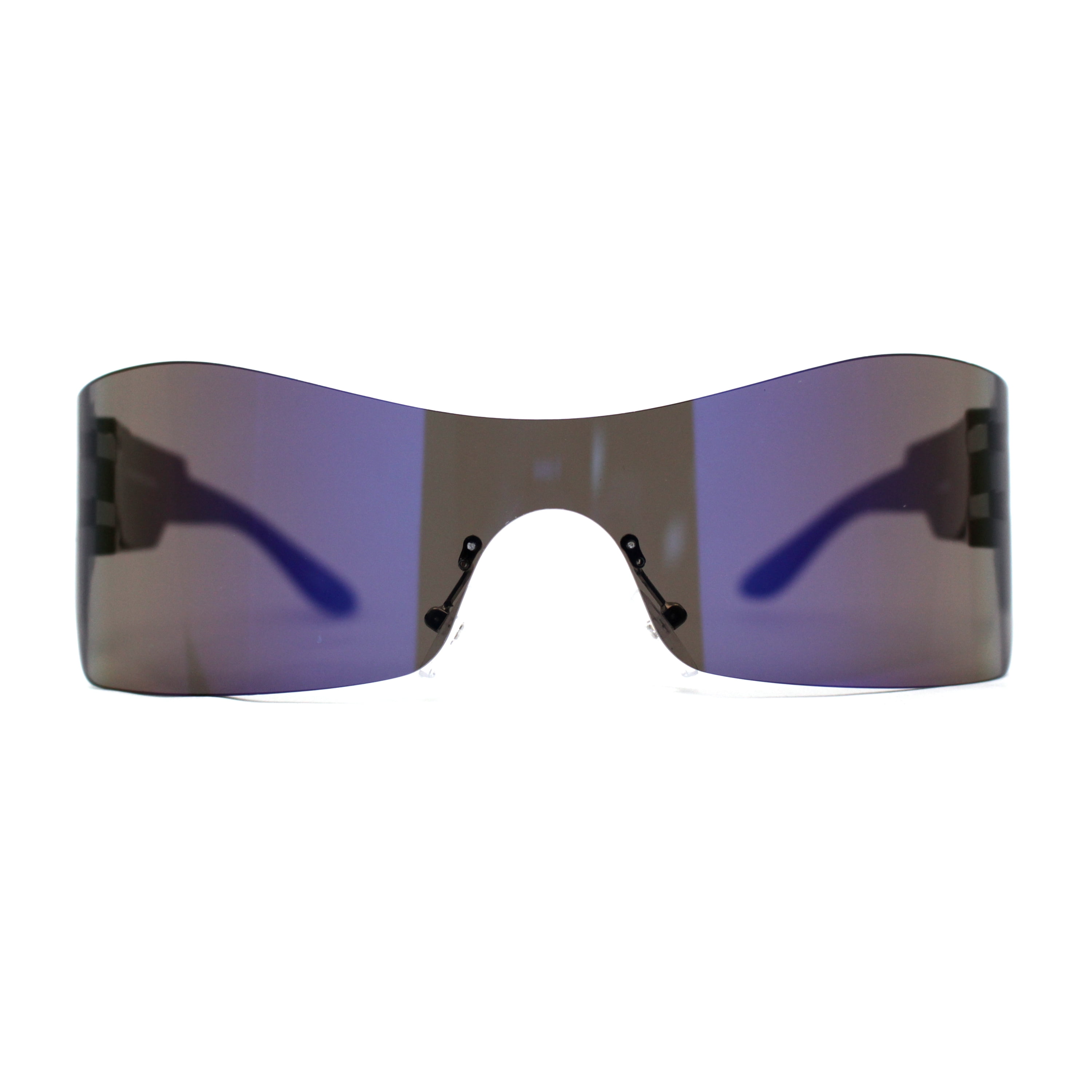 Retro Oversize Shield Color Mirror Wrap Around Sport Sunglasses Black ...