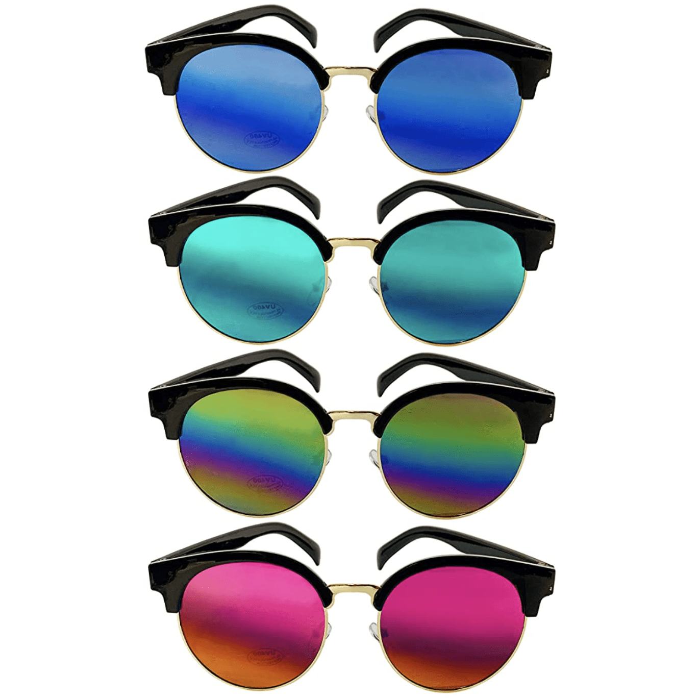 Retro Oversized Fashion Half Frame Flash Mirror Semi Rimless Sunglasses ...