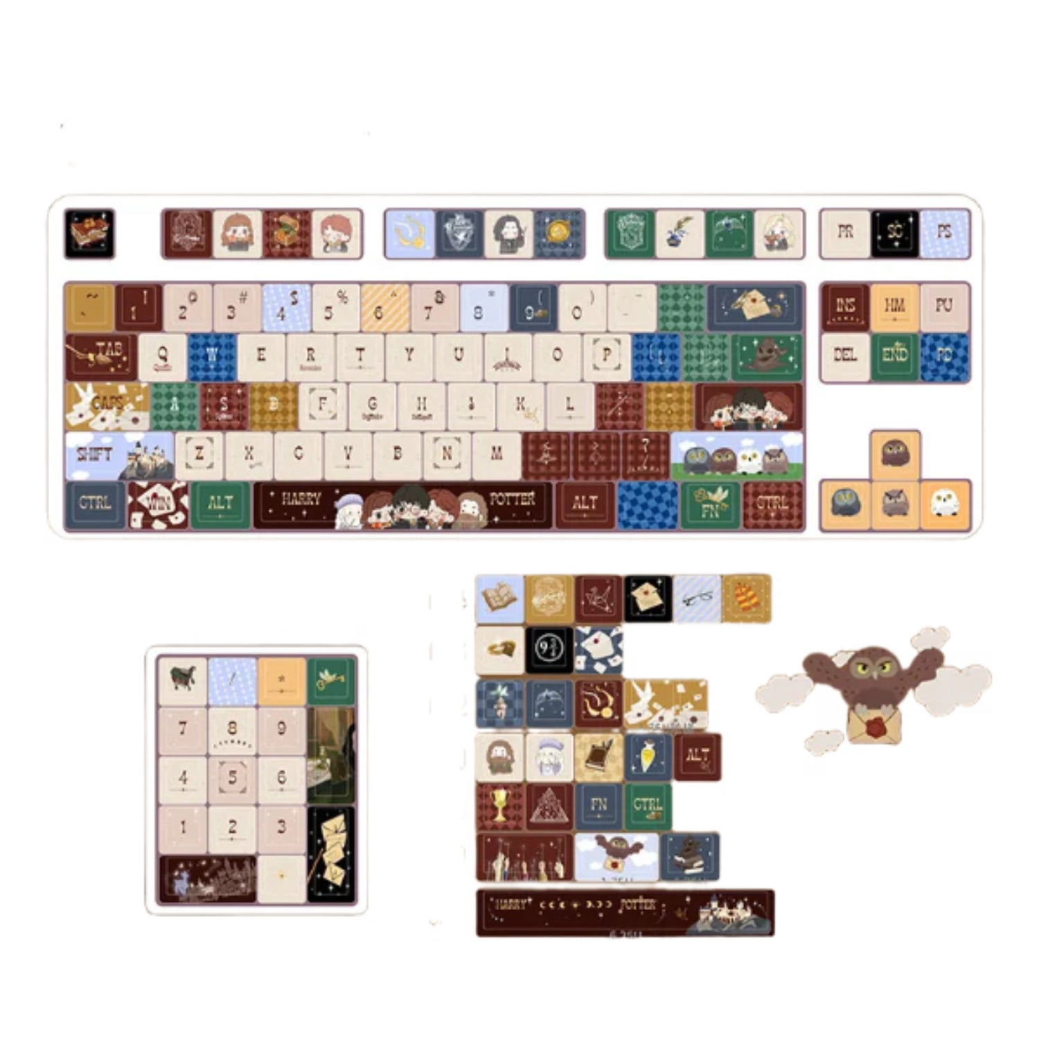 Retro Owl Keycap Set Wizard Journey, Cherry Profile Dye-Sublimation ...