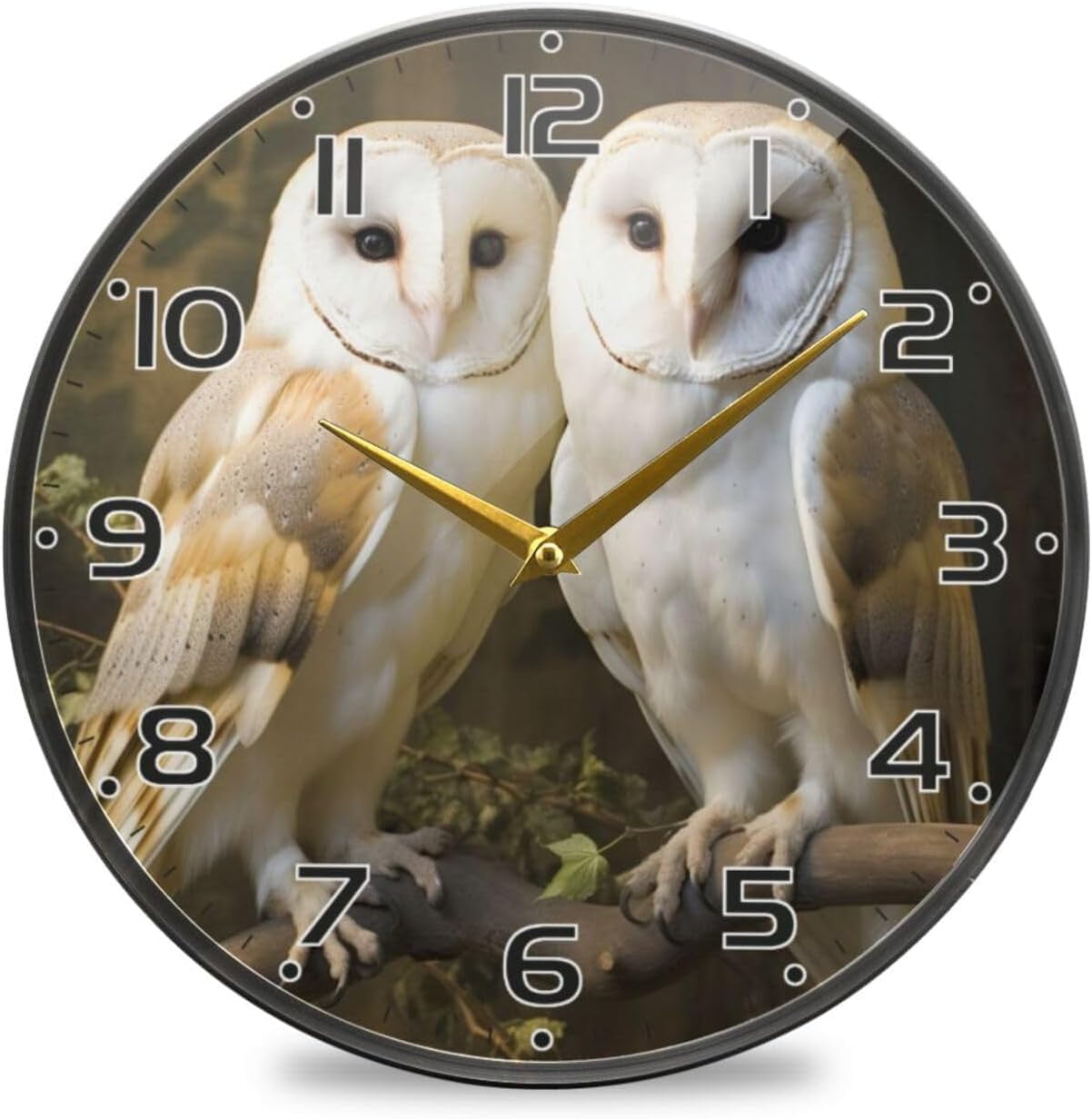 Retro Owls Wall Clock Round Silent Non Ticking Battery Operated ...