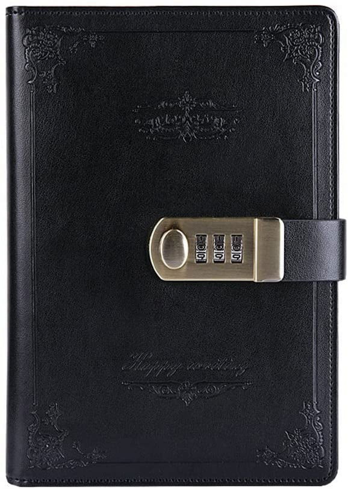 Retro PU Leather Password Diary Notepad with Combination Lock, Vintage ...