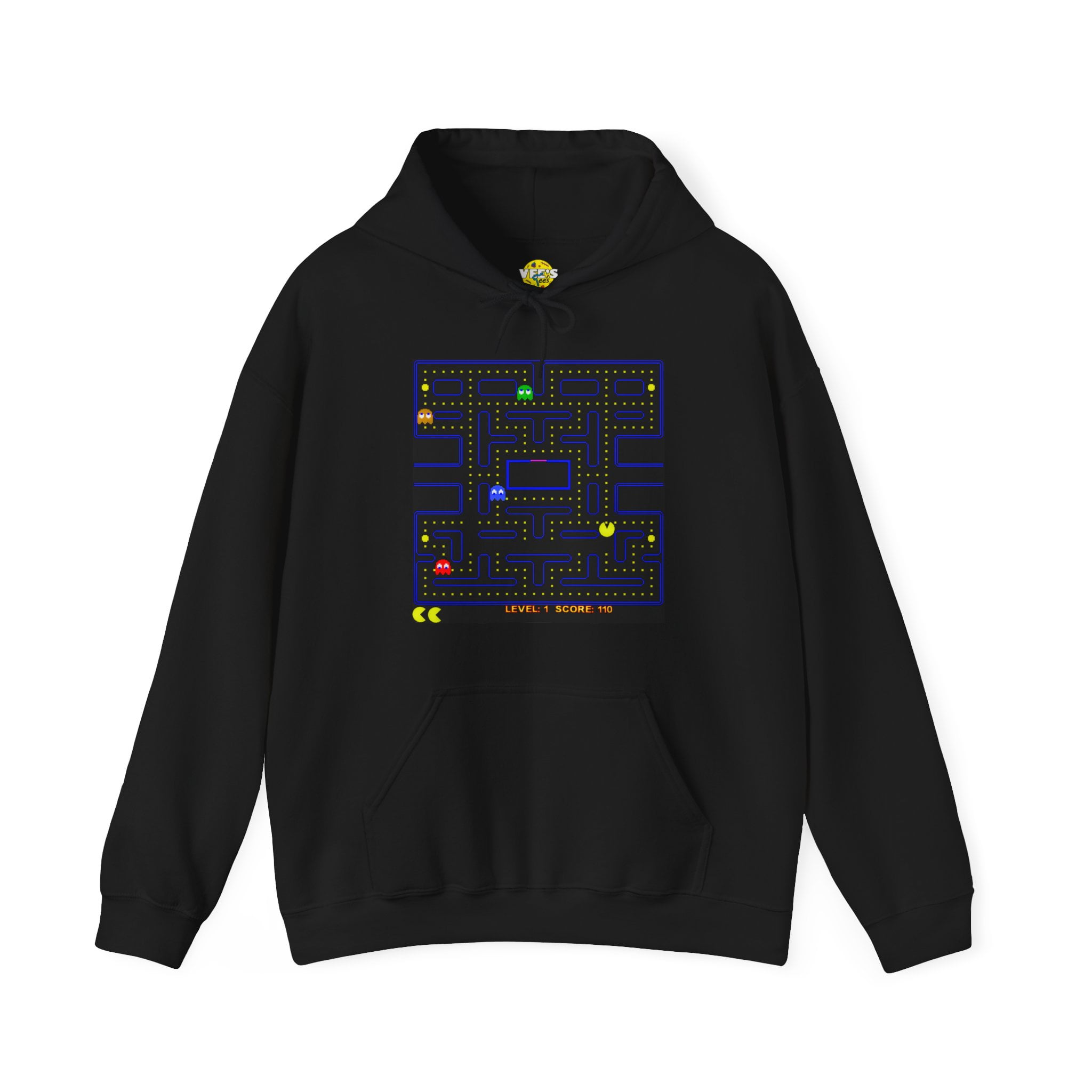 Retro Pac-Man Arcade Game Hoodie, 80s Classic Arcade Gamer Sweatshirt ...