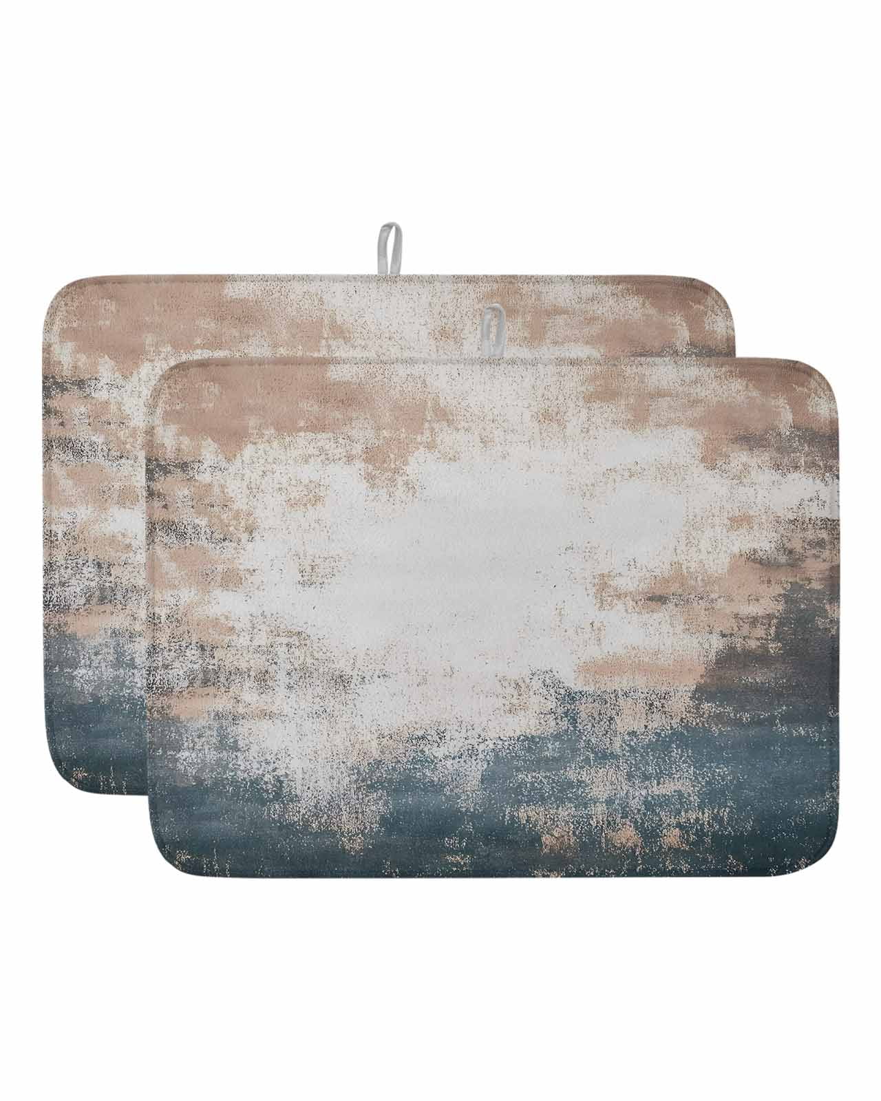 Retro Paint Effect Dish Drying Mat 18x24 inch Blue Yellow Vintage ...