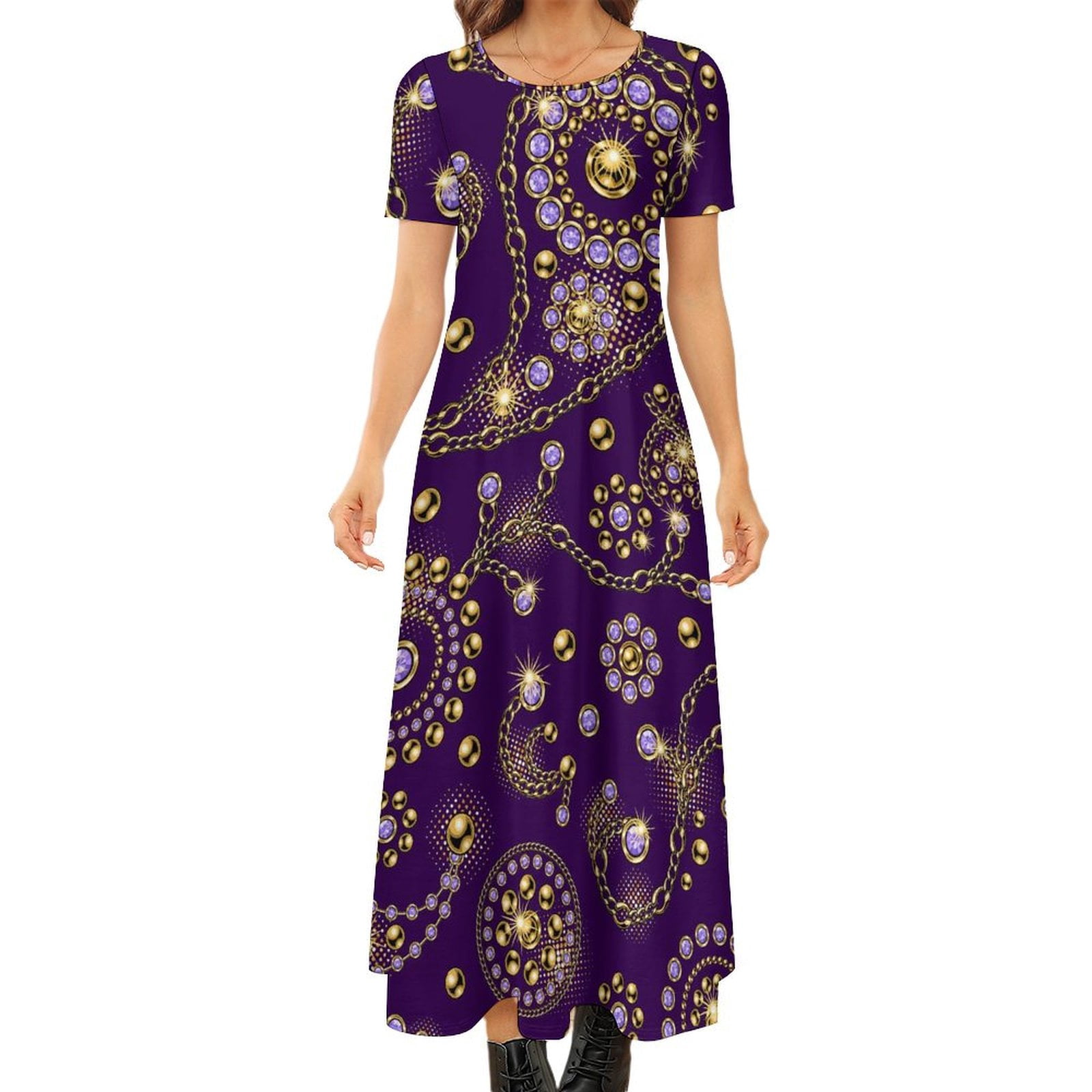 Retro Paisley Dress Pink And Blue Street Wear Boho Beach Long Dresses ...